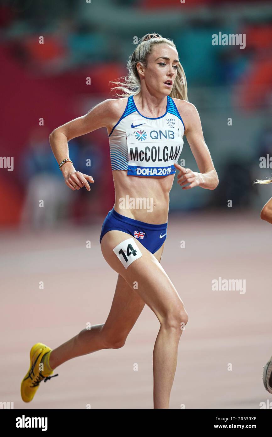 Eilish McColgan running the 5000m at the 2019 World Athletics ...