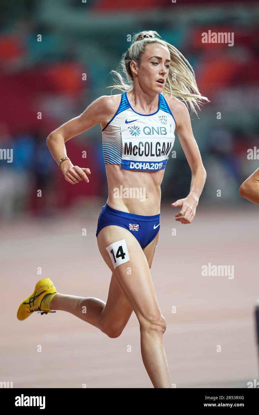 Eilish McColgan running the 5000m at the 2019 World Athletics ...