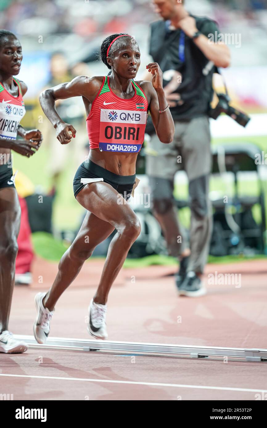 Hellen Obiri running the 5000m at the 2019 World Athletics ...