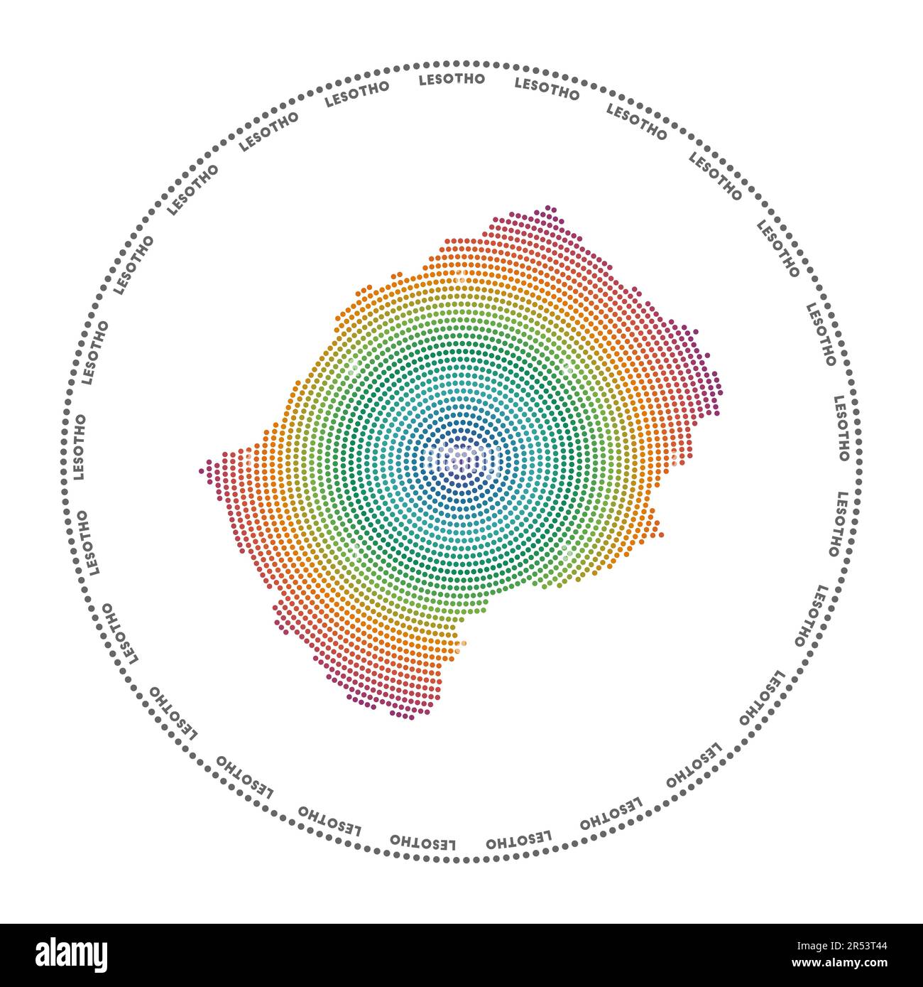 Lesotho Round Logo Digital Style Shape Of Lesotho In Dotted Circle