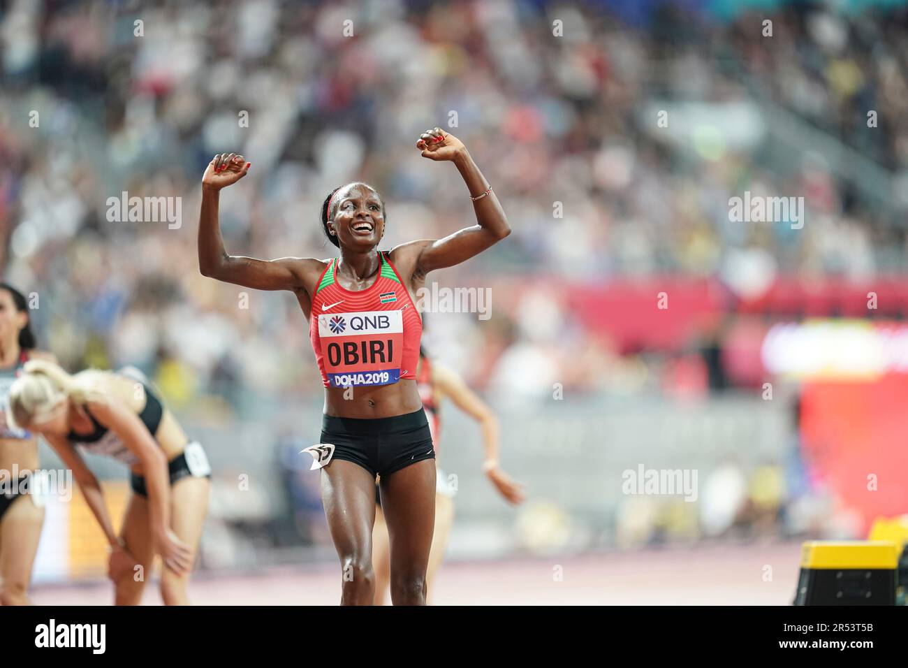 Hellen Obiri winning the 5000m at the 2019 World Athletics ...