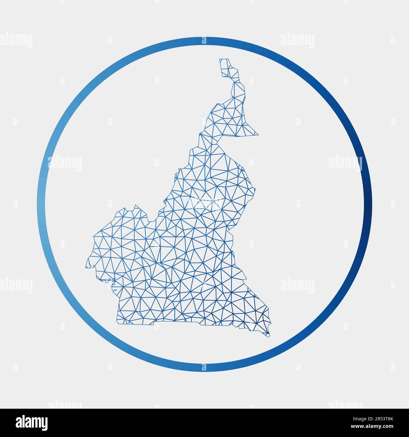 Cameroon icon. Network map of the country. Round Cameroon sign with ...