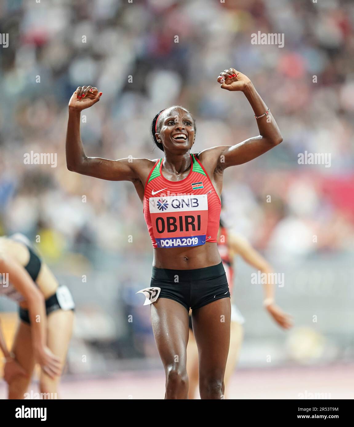 Hellen Obiri winning the 5000m at the 2019 World Athletics ...