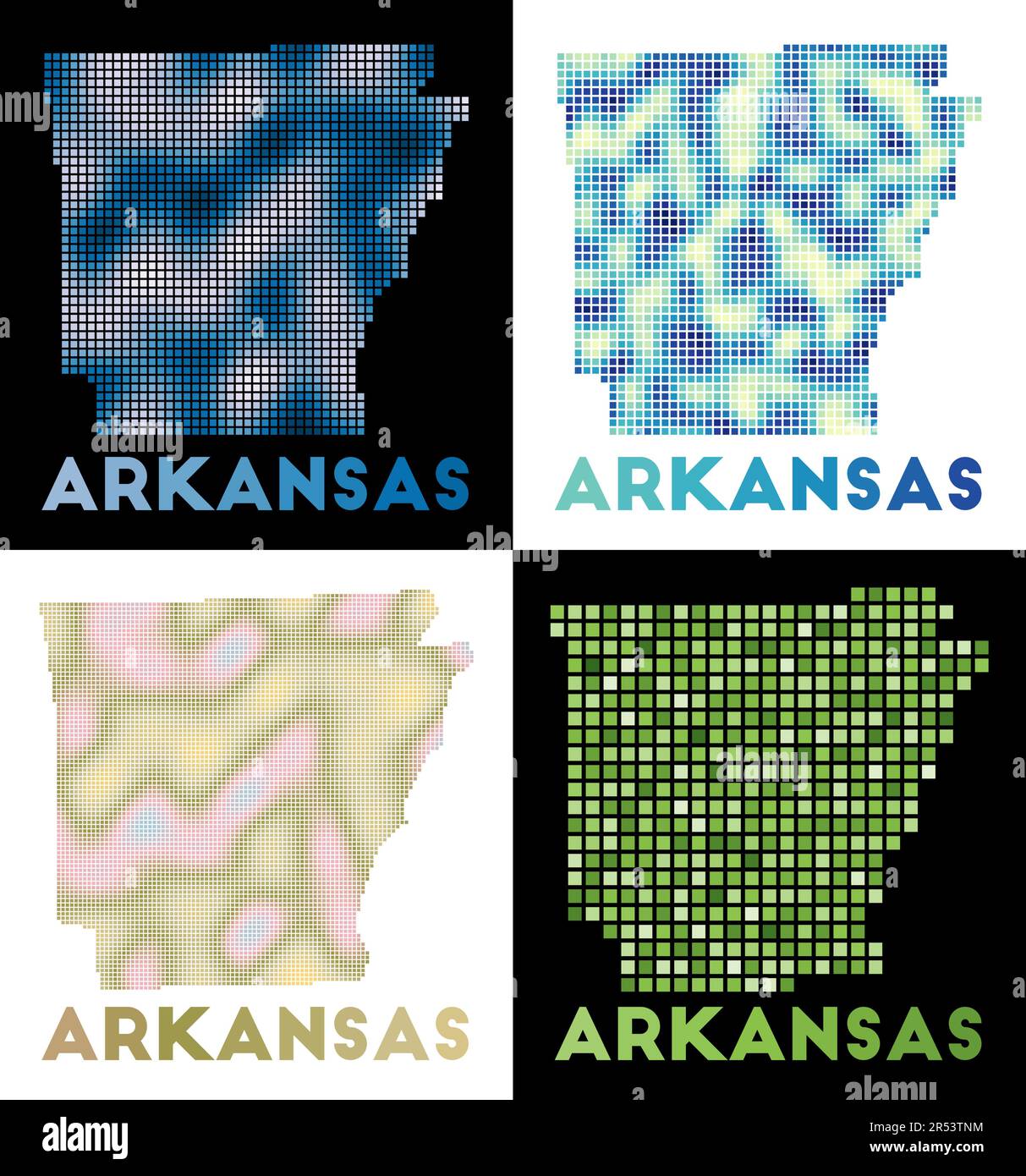 Arkansas map. Collection of maps of Arkansas in dotted style. Borders ...