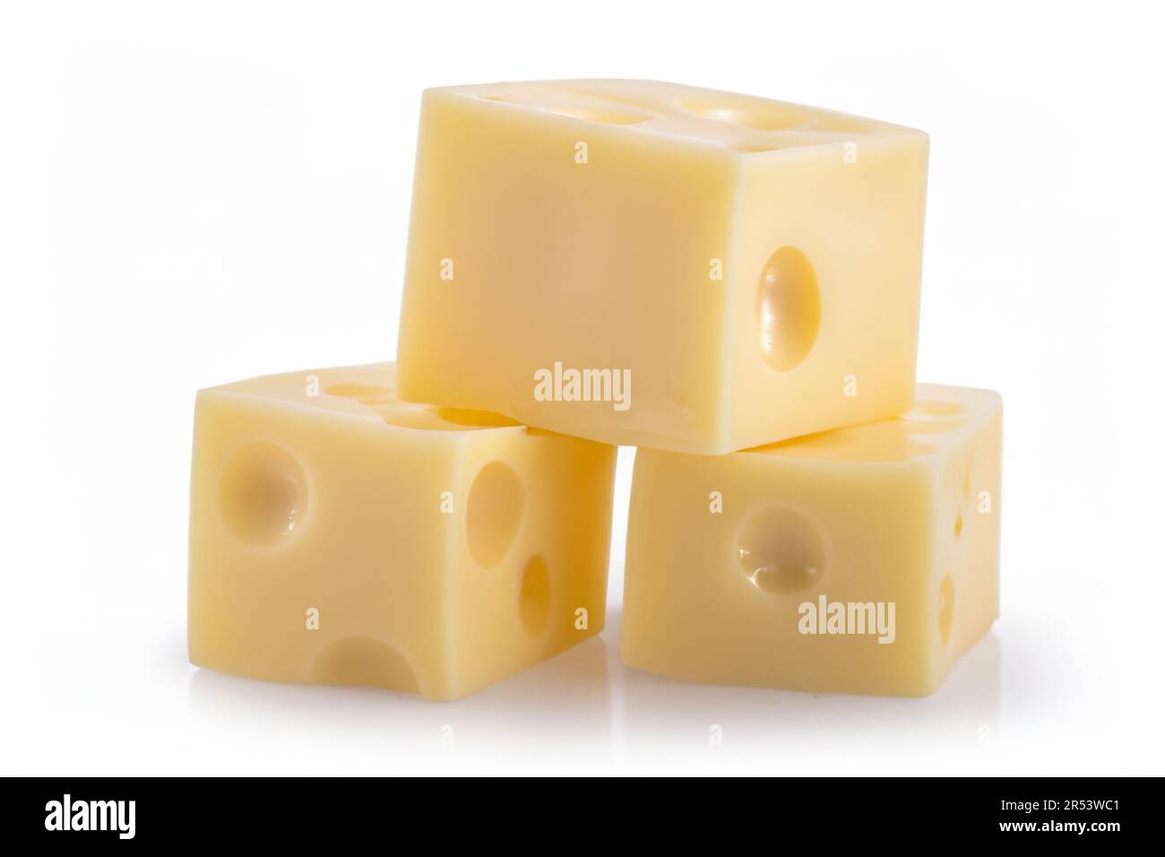 Cubes of cheese isolated on white background Stock Photo - Alamy