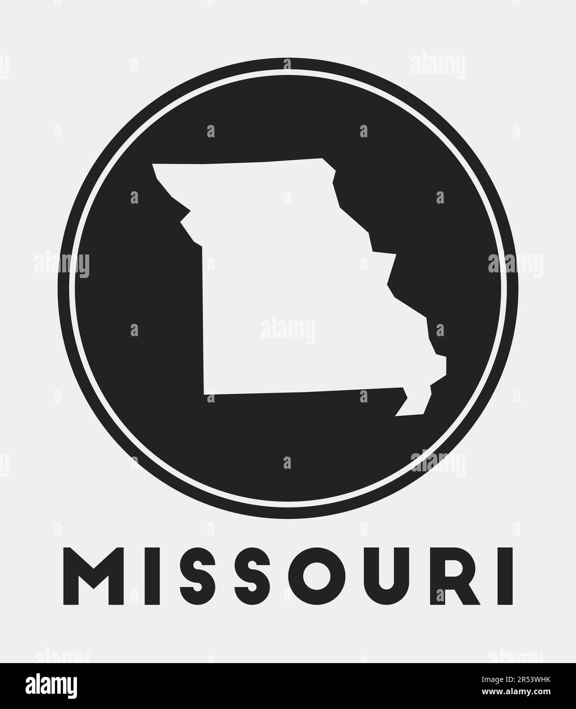 Missouri icon. Round logo with US state map and title. Stylish Missouri ...
