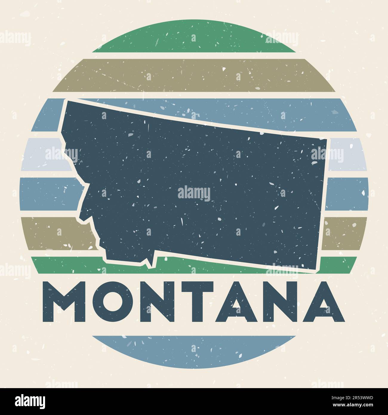 Montana logo. Sign with the map of US state and colored stripes, vector ...