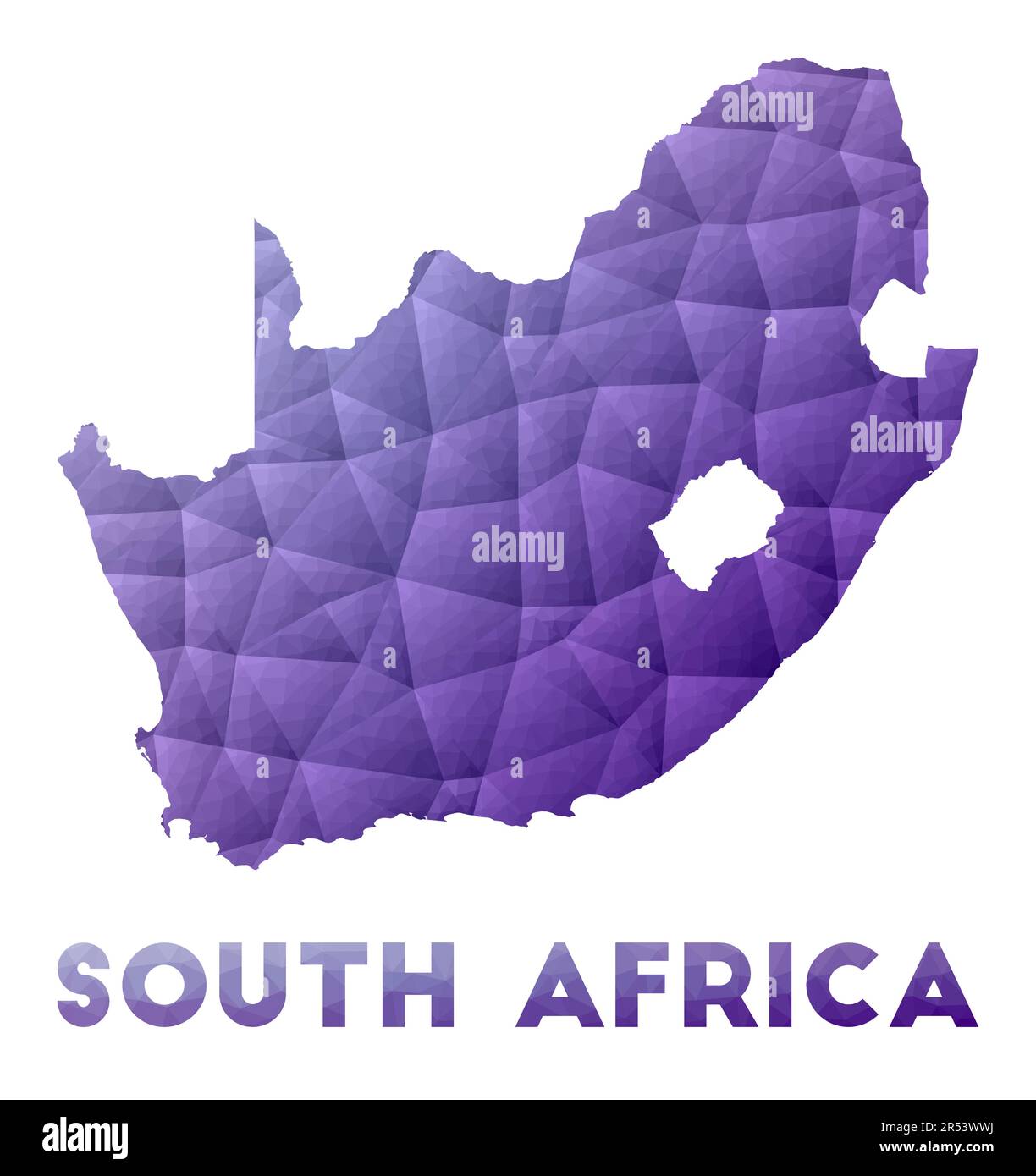 Map of South Africa. Low poly illustration of the country. Purple ...