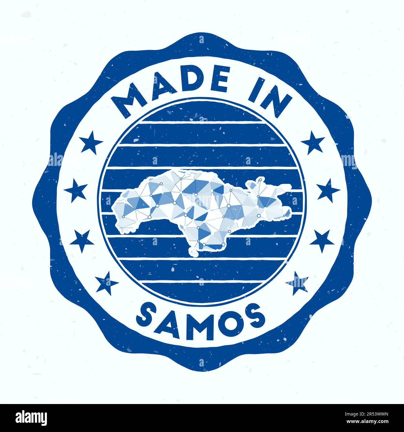 Made In Samos. Island round stamp. Seal of Samos with border shape ...
