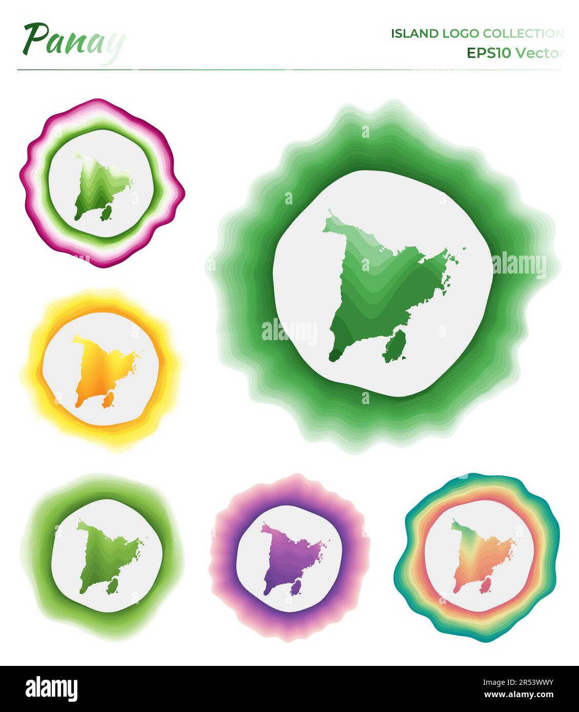 Panay logo collection. Colorful badge of the island. Layers around ...