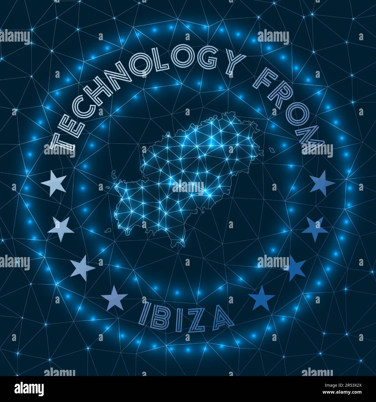Technology From Ibiza. Futuristic geometric badge of the island ...