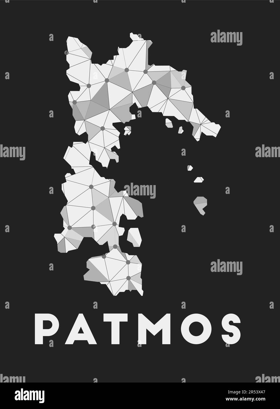 Patmos - communication network map of island. Patmos trendy geometric ...