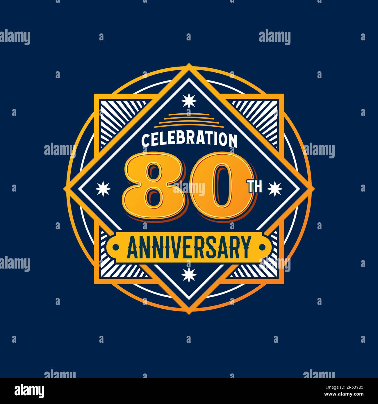 Birthday badge and label 80th anniversary, jubilee seal, party number ...