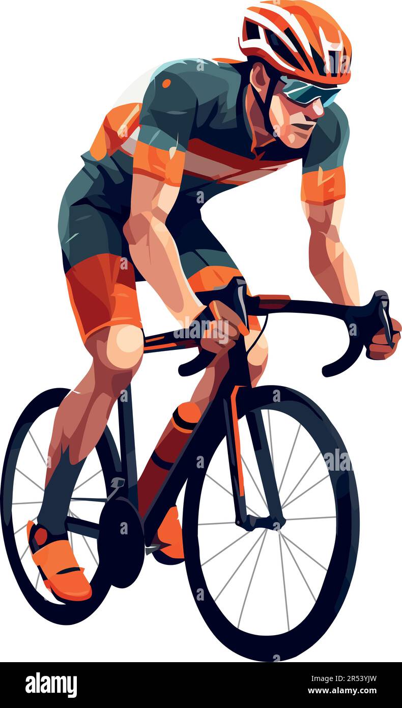 Muscular athlete cycling, racing towards adventure Stock Vector Image ...