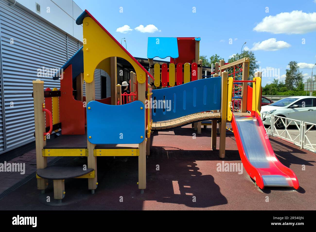 Russian Federation. Moscow. Children's playground (slide Stock Photo ...