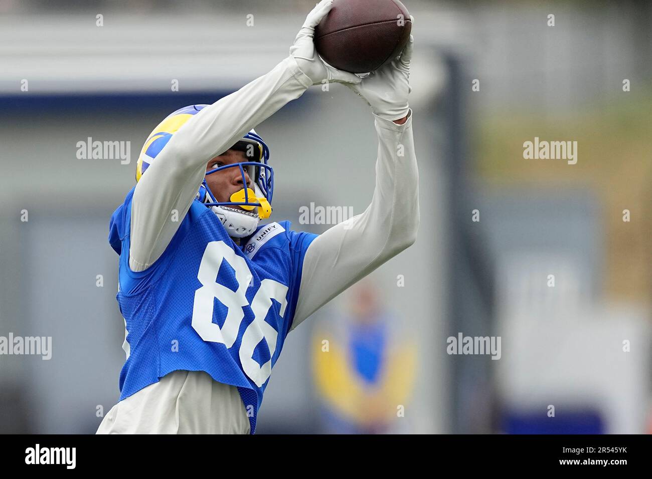 Los Angeles Rams wide receiver Tyler Hudson catches a pass during the ...