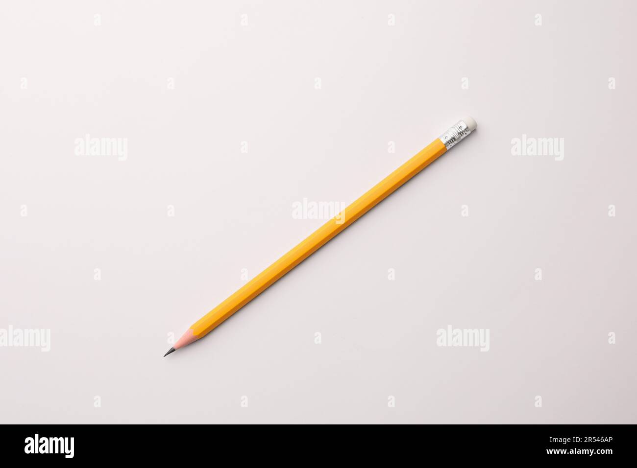 Sharp graphite pencil with eraser on white background, top view Stock ...