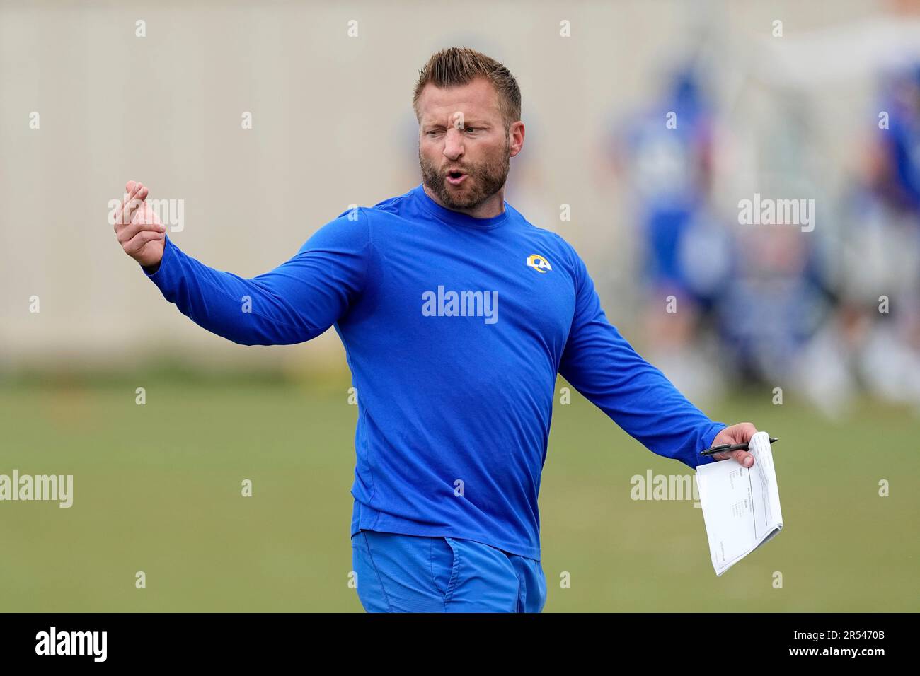 Los Angeles Rams head coach Sean McVay gestures during the NFL football ...