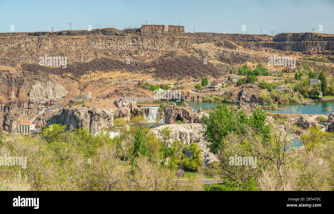 Shoshone falls panorama landscape and dam in Shoshone Idaho Stock Photo ...