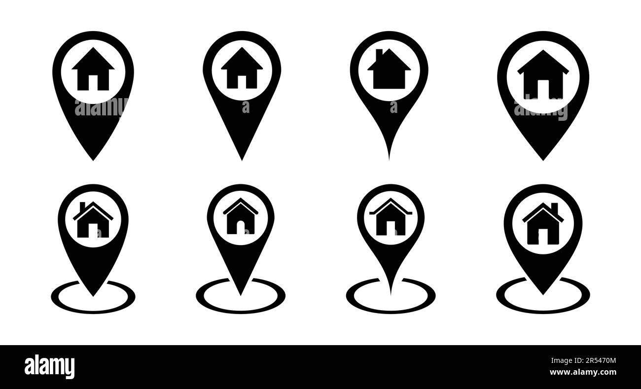 Address icon set. home location icon vector Stock Vector Image & Art ...