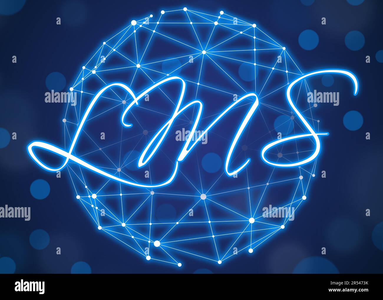 Learning Management System. Digital globe and abbreviation LMS on blue ...