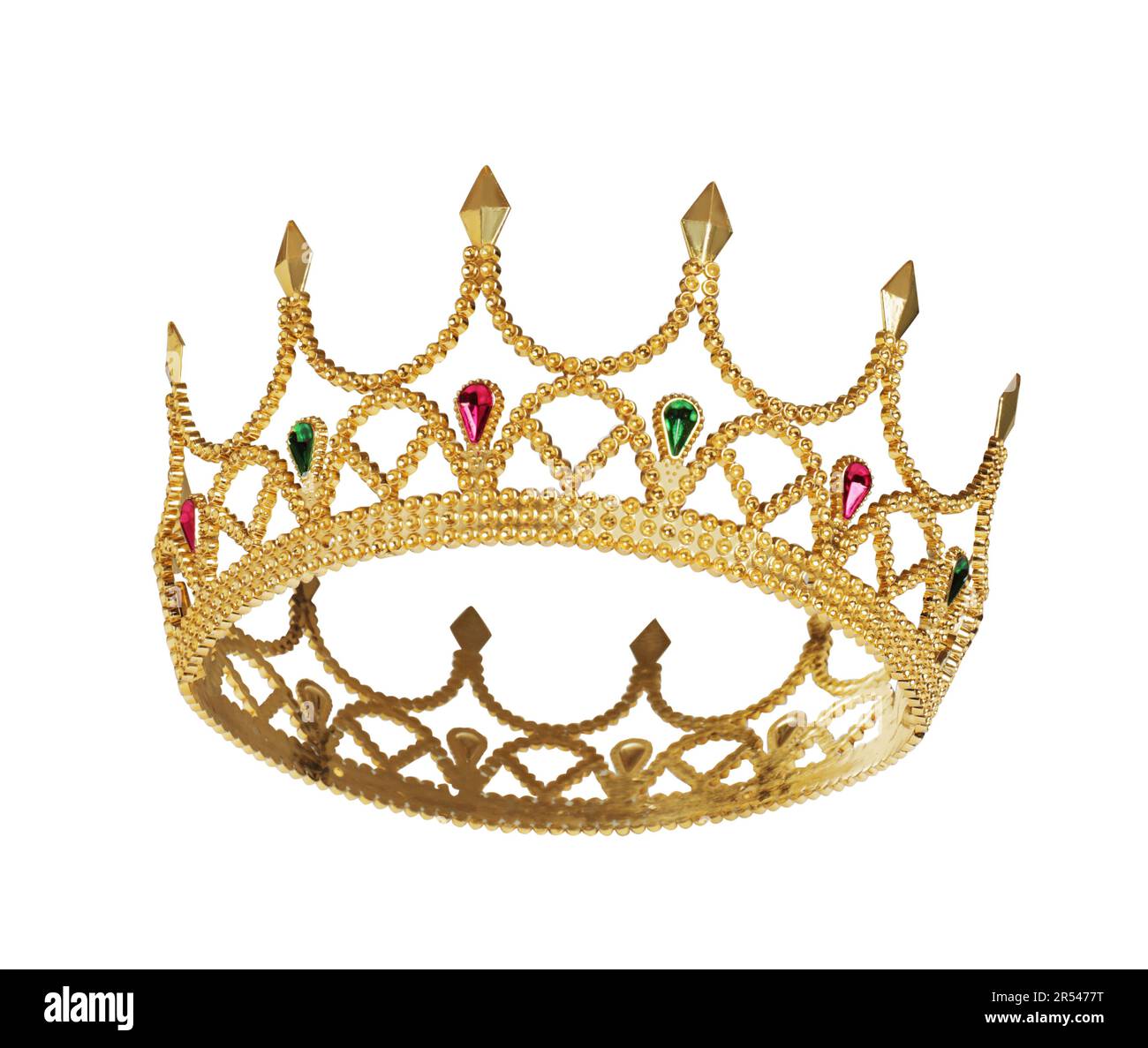 Beautiful gold crown with gems isolated on white Stock Photo - Alamy