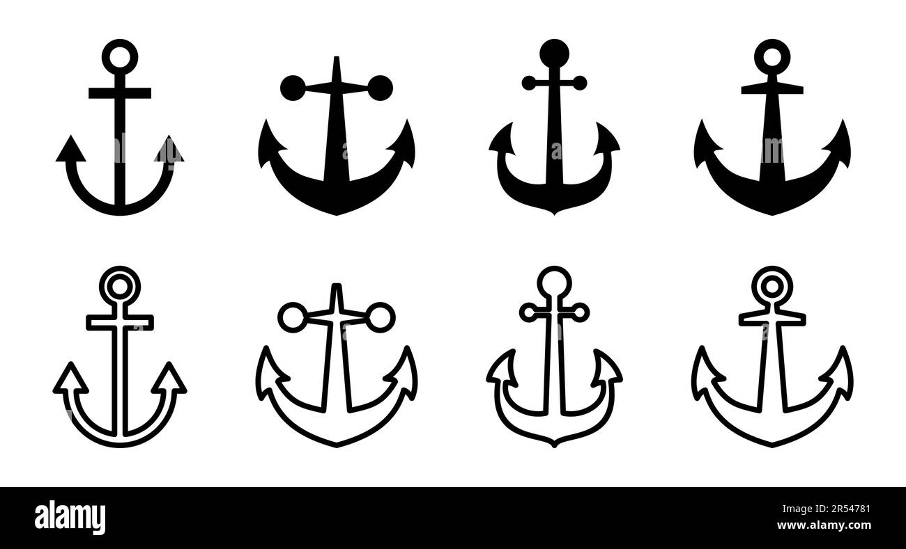 Anchor icon set. Anchor symbol logo. Anchor marine icon Stock Vector ...