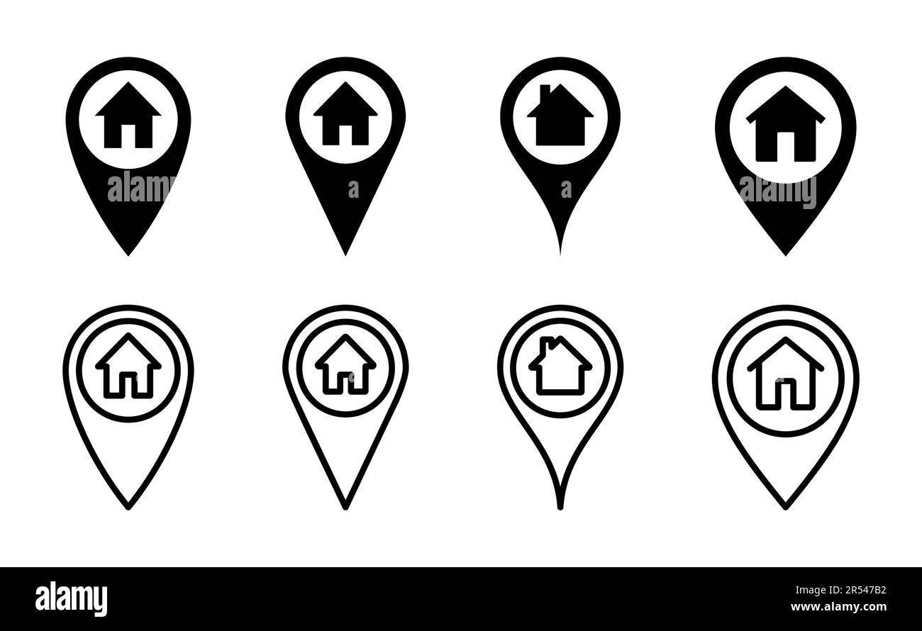 Address icon set. home location icon vector Stock Vector Image & Art ...