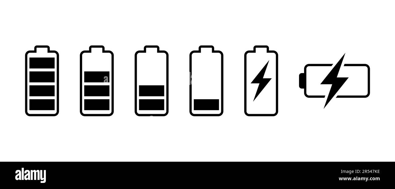 Battery icon set. battery charge level. battery Charging icon Stock ...
