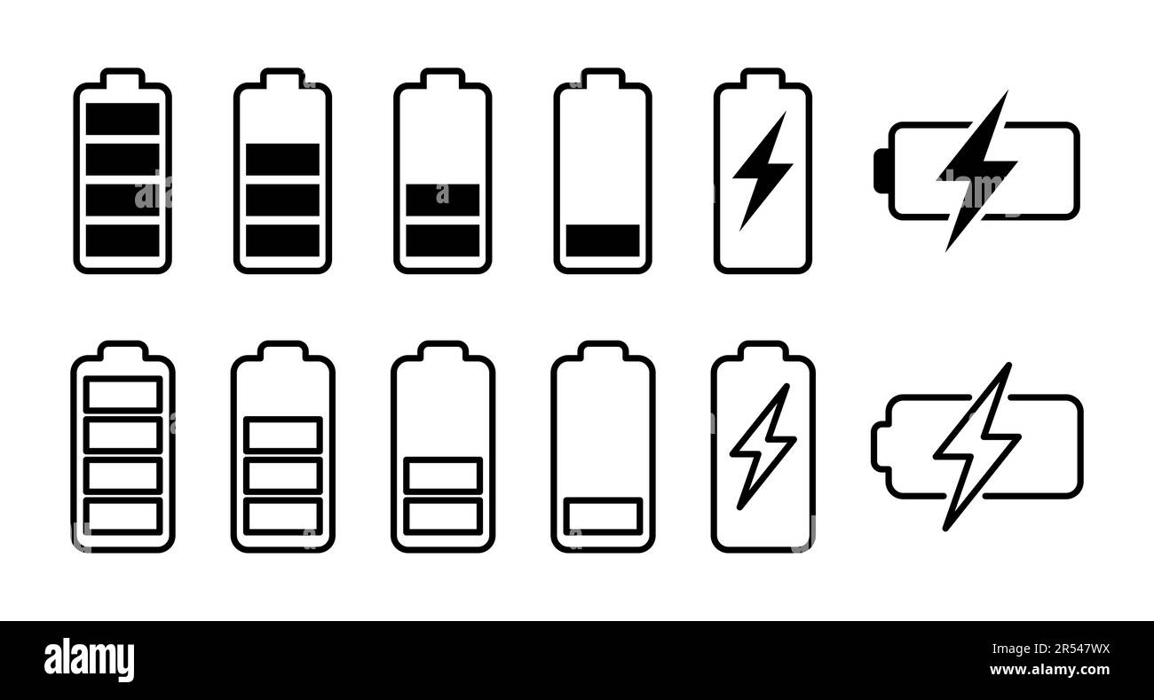 Battery icon set. battery charge level. battery Charging icon Stock ...