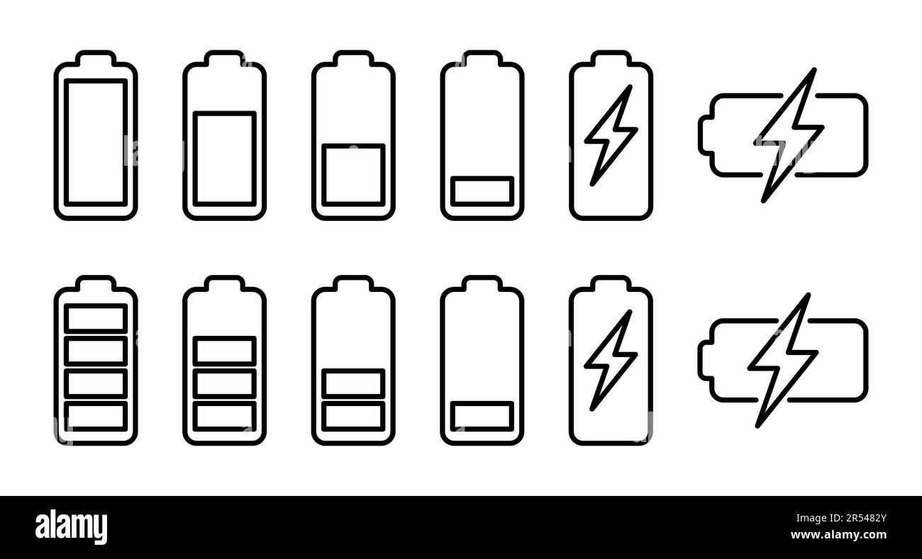 Battery icon set. battery charge level. battery Charging icon Stock ...