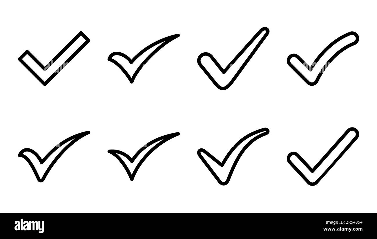 Check mark icon set. Check mark sign. Tick mark symbol vector Stock ...