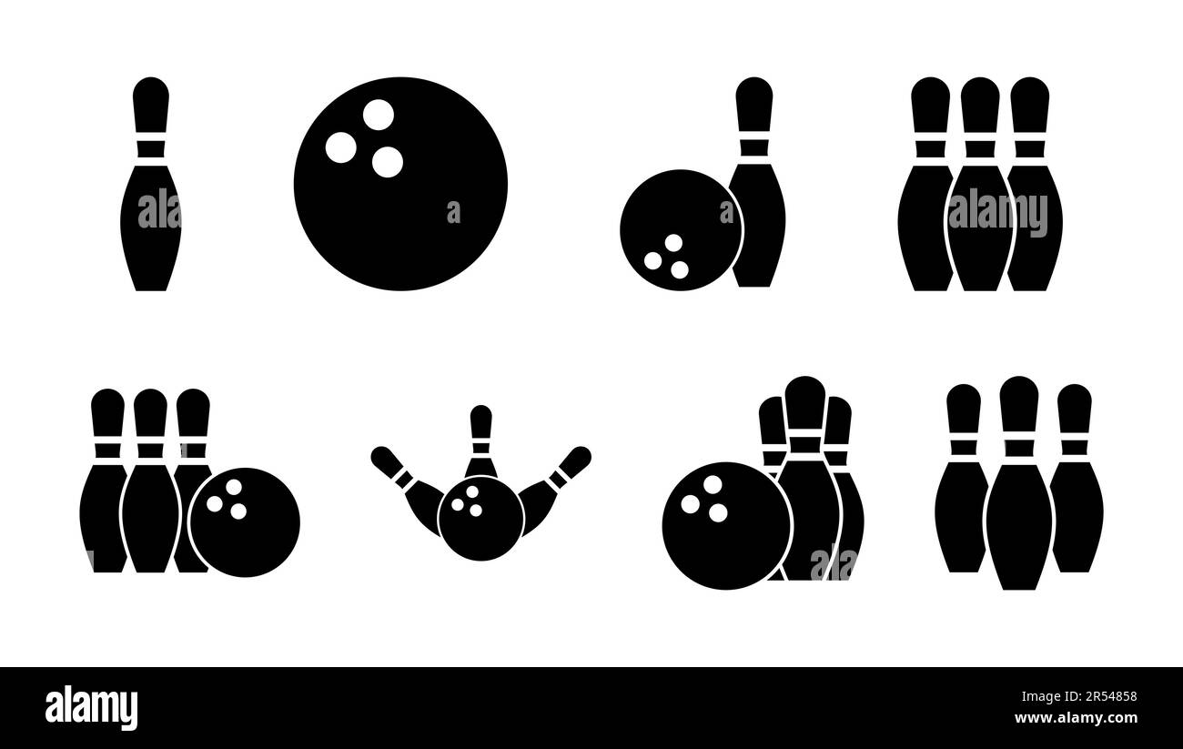 Bowling icon set. bowling ball and pin icon. bowling pins Stock Vector ...