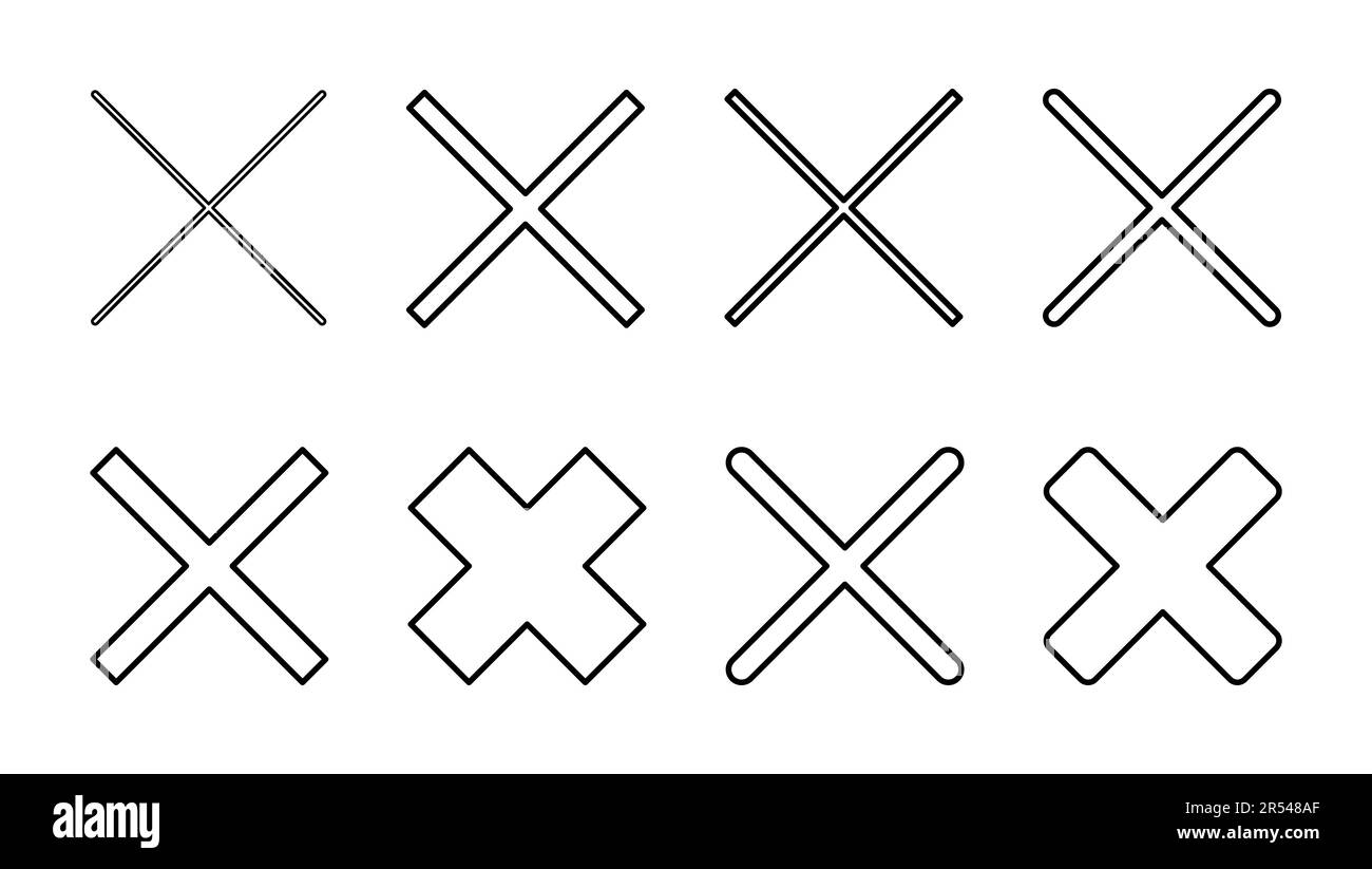 Cross icon delete sign Black and White Stock Photos & Images - Alamy