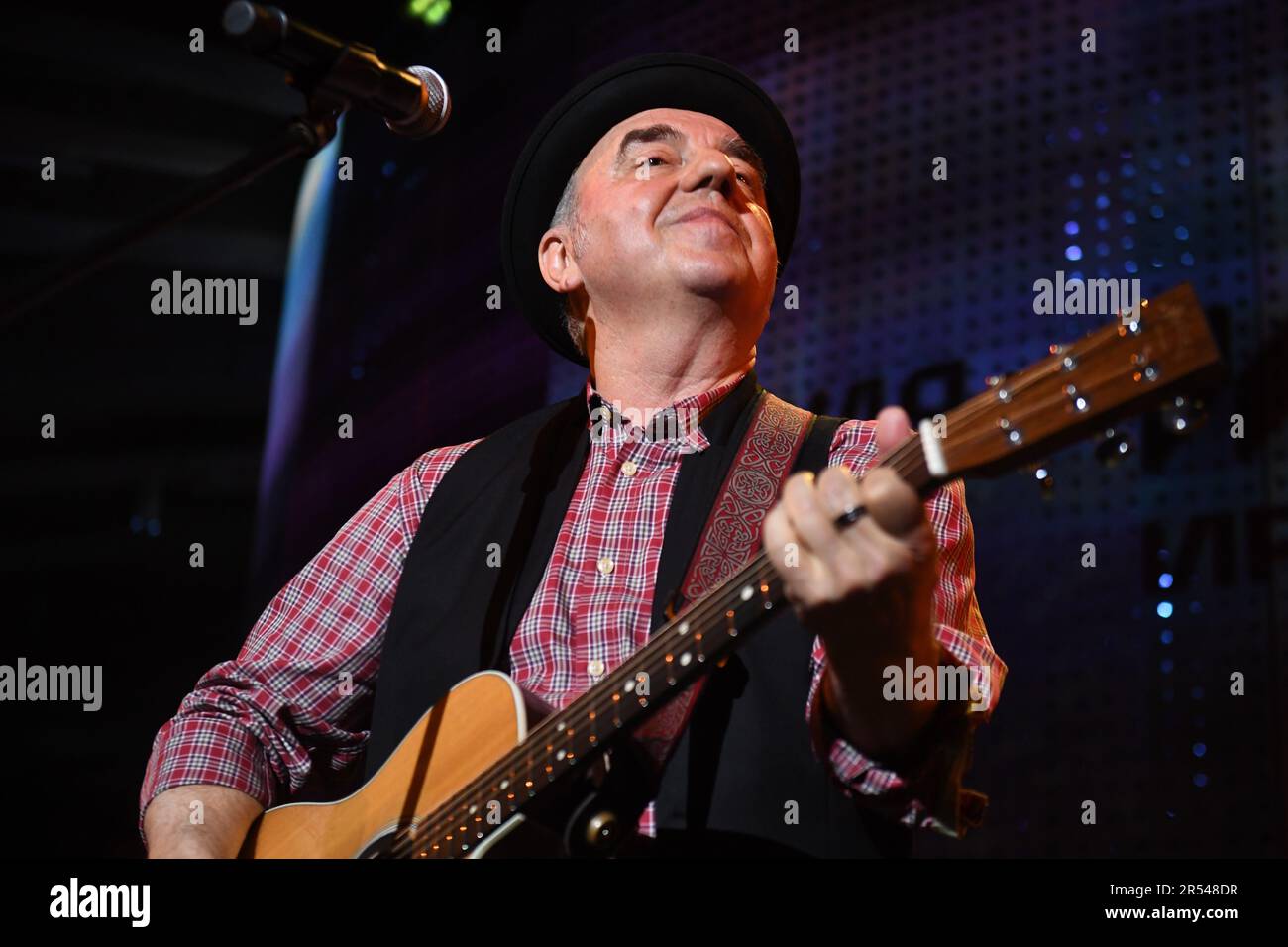 Moscow. Chaif group member Vladimir Shakhrin performs at the National ...