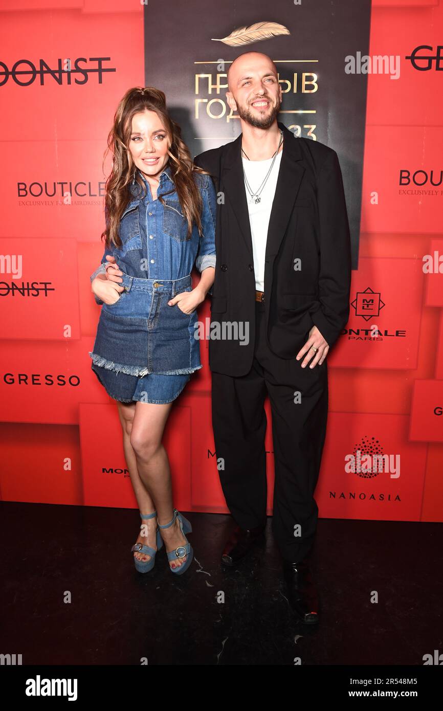 Moscow. Rapper ST (Alexander Stepanov) and his wife Assol Vasilyeva at ...