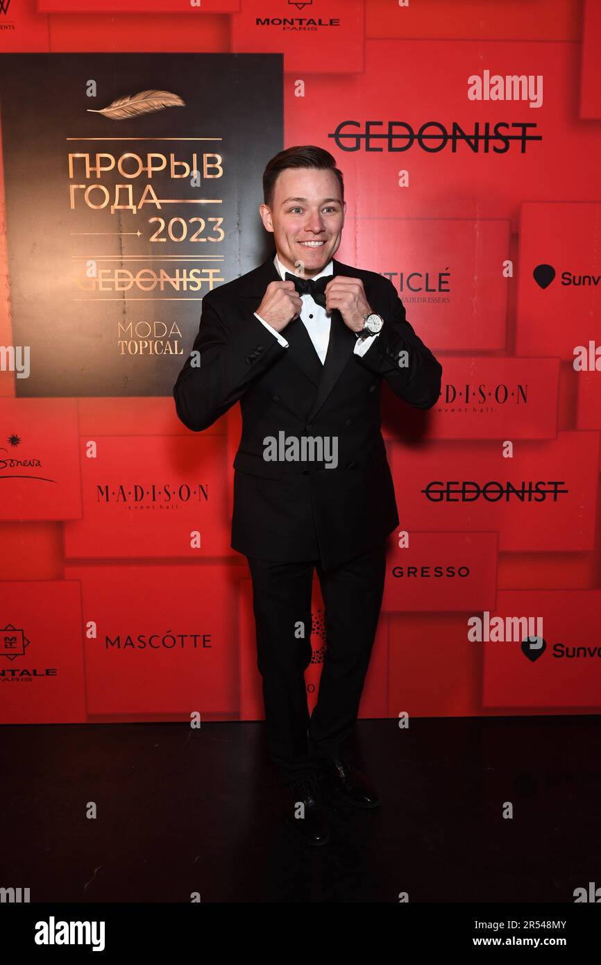 Moscow. Host Gleb Rovinsky at the Breakthrough of the Year 2023 award ...