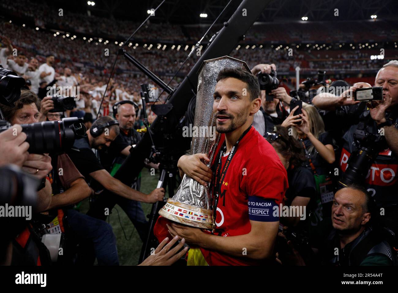 Sevilla, Spain. 31st May, 2023. Jesus Navas of Sevilla FC with the ...