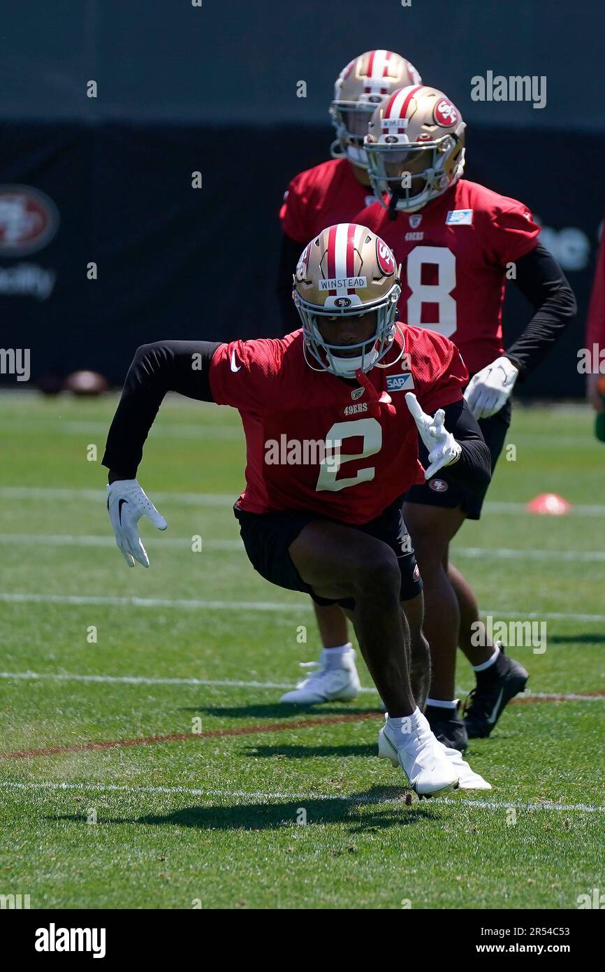 San Francisco 49ers' Isaiah Winstead (2) takes part in an NFL football ...