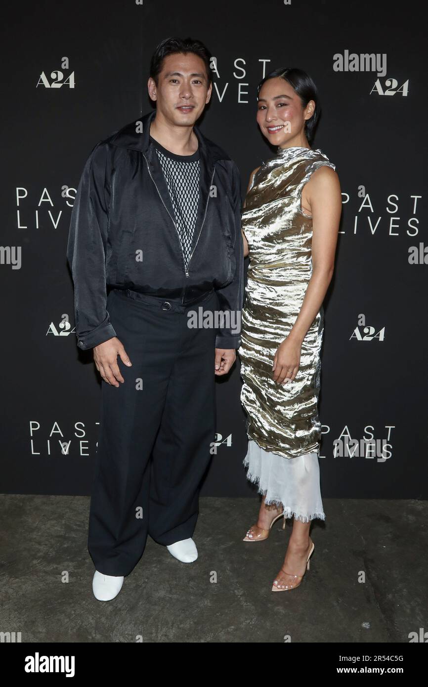 Actors Teo Yo, left, and Greta Lee attend a special screening of "Past ...