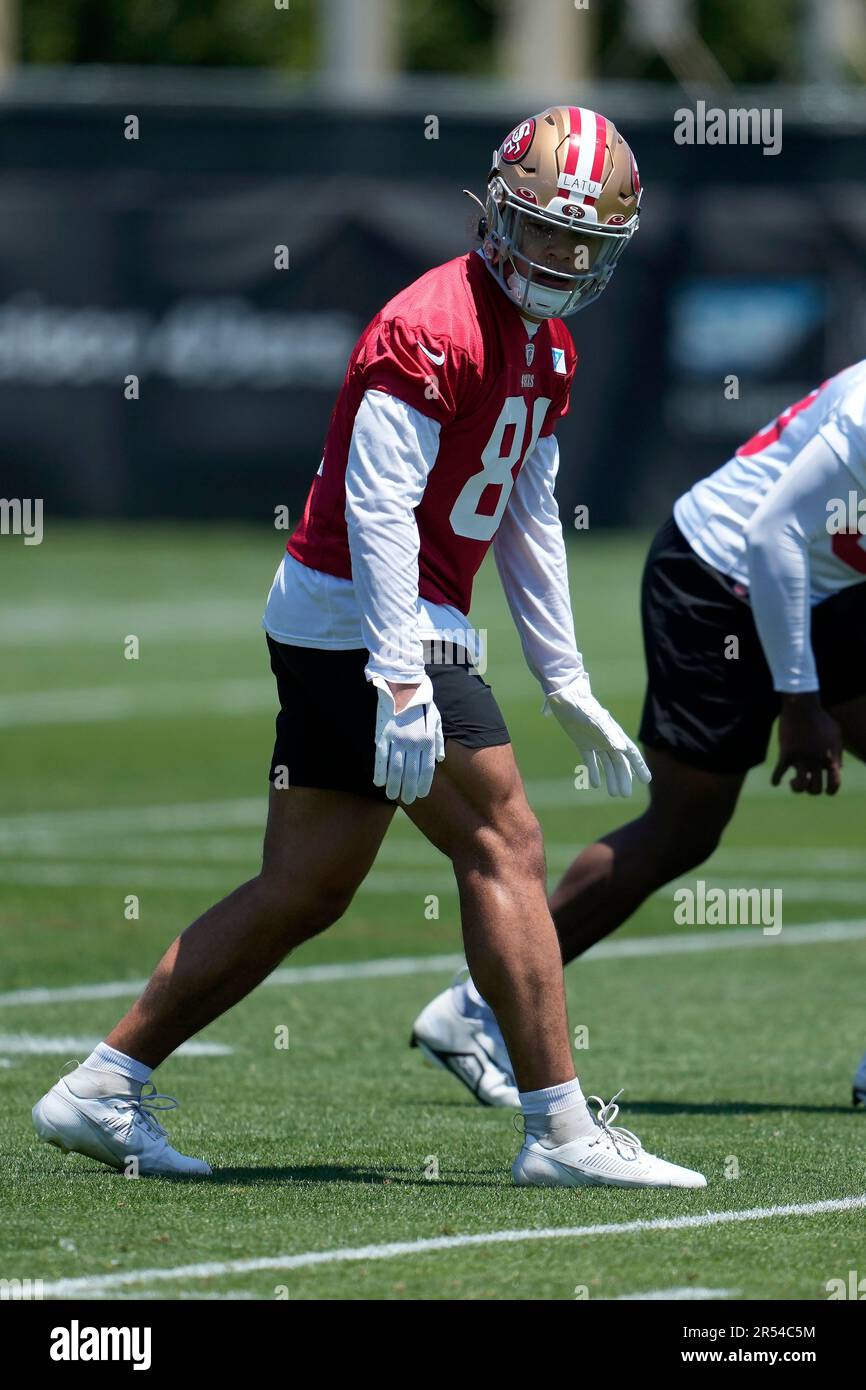 San Francisco 49ers tight end Cameron Latu takes part in an NFL ...