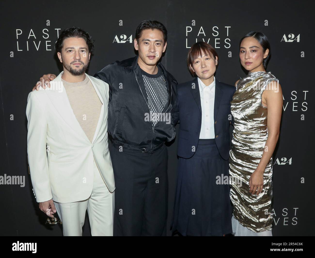 Actors John Magaro, from left, and Teo Yo, director Celine Song and ...