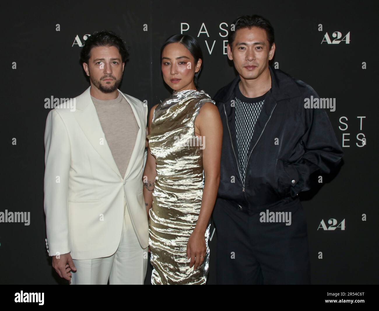 Actors John Magaro, from left, Teo Yo and Greta Lee attend a special ...
