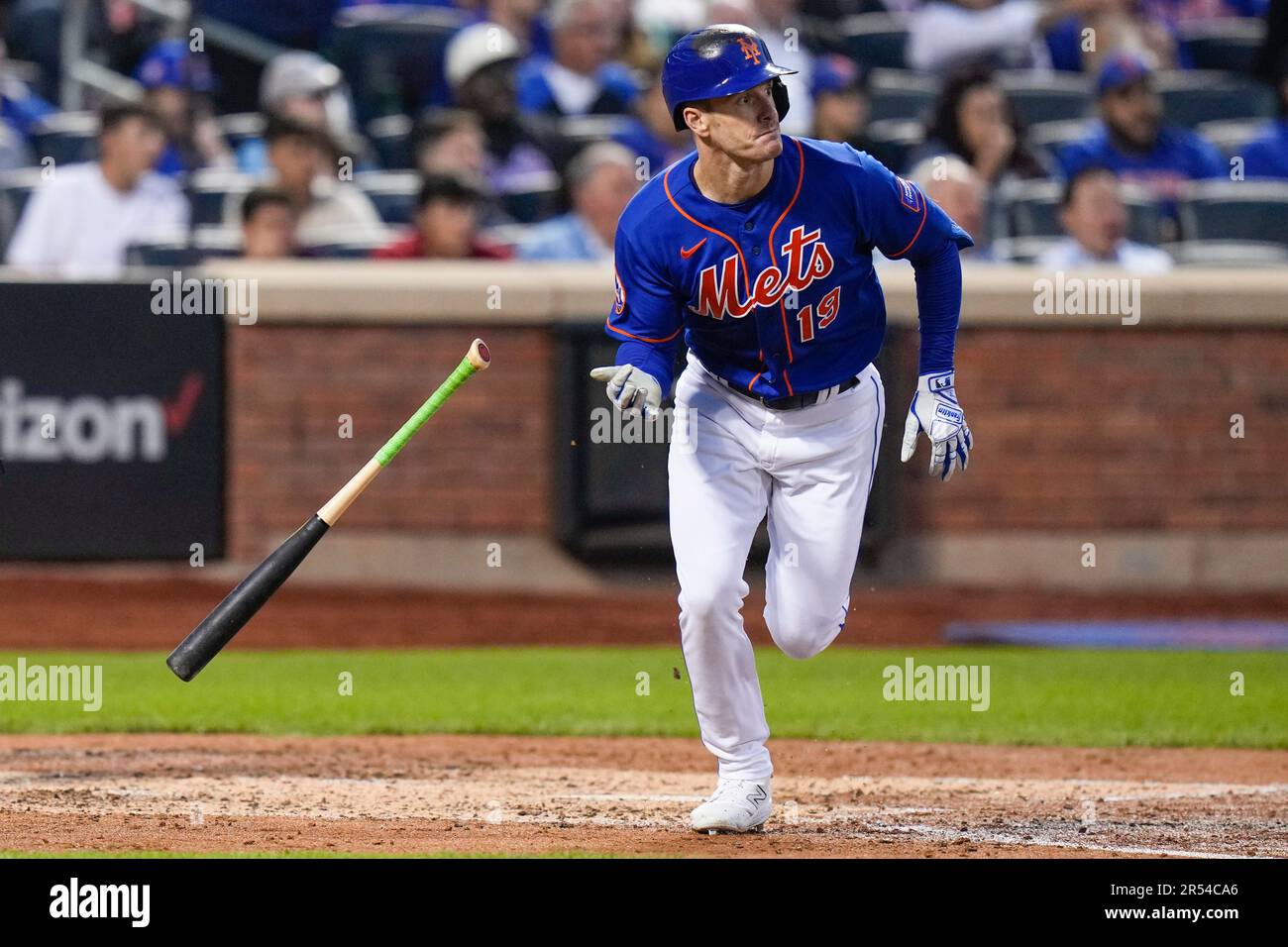 New York Mets' Mark Canha follows through on a two-run single during ...