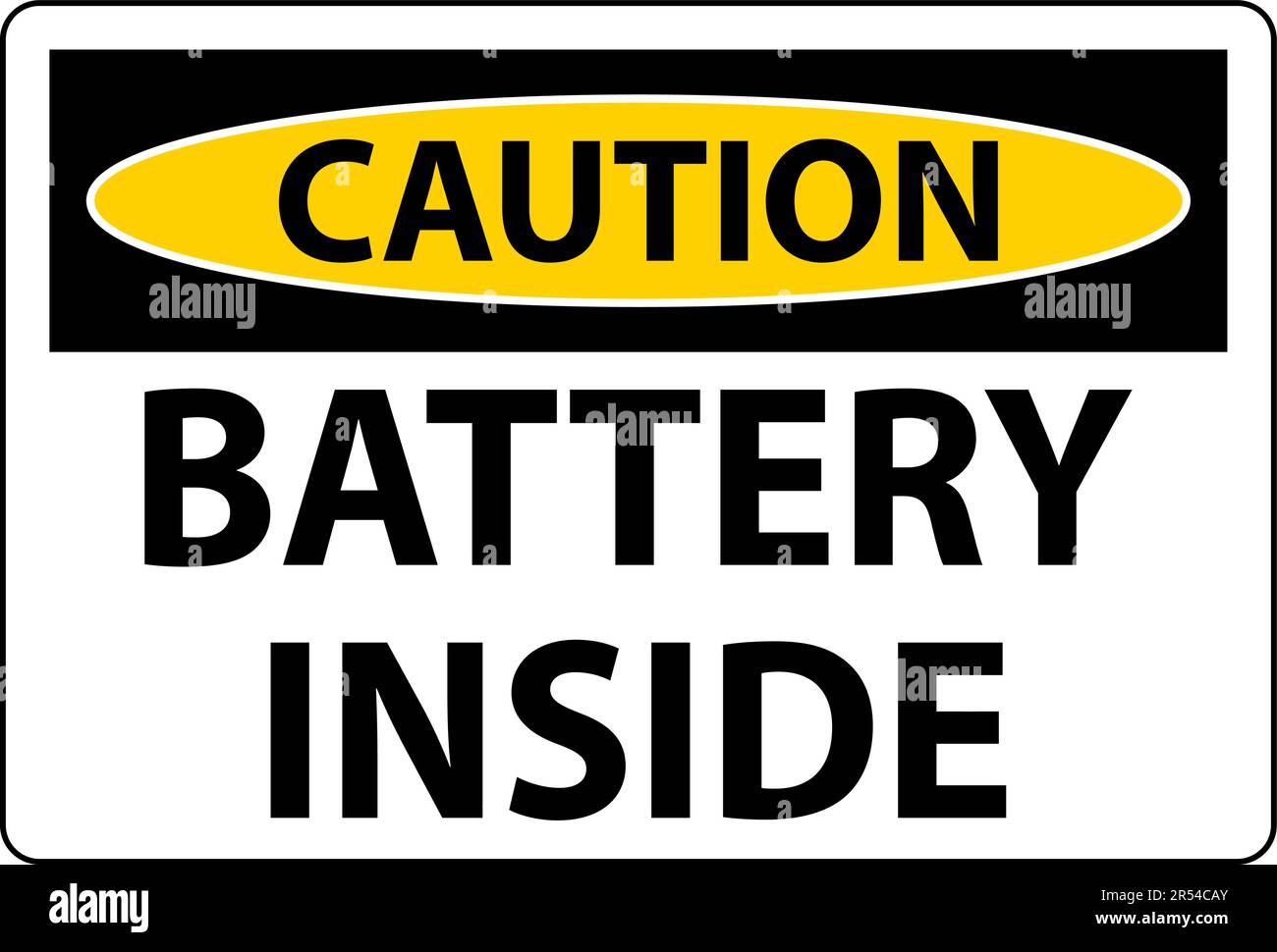 Caution Sign Battery Inside On White Background Stock Vector Image ...