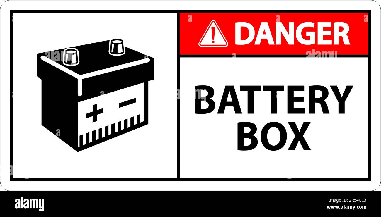 Danger Battery Box with Icon Sign On White Background Stock Vector ...