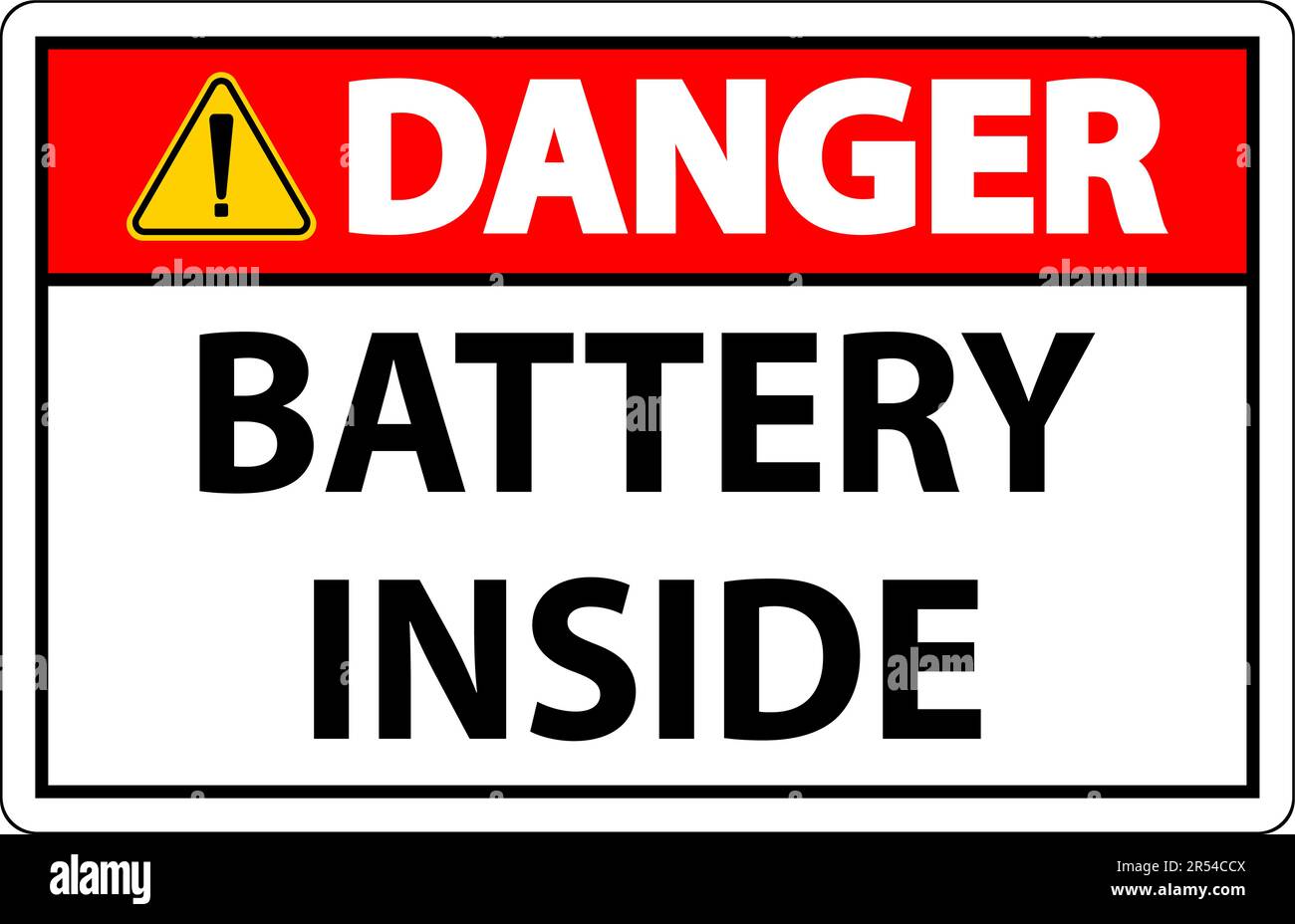 Danger Sign Battery Inside On White Background Stock Vector Image & Art ...