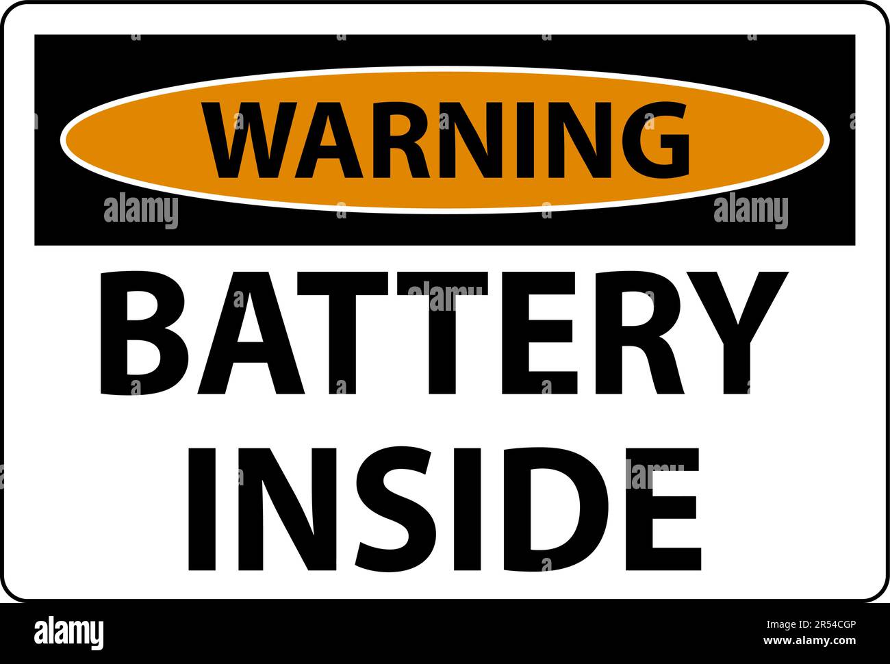 Warning Sign Battery Inside On White Background Stock Vector Image ...