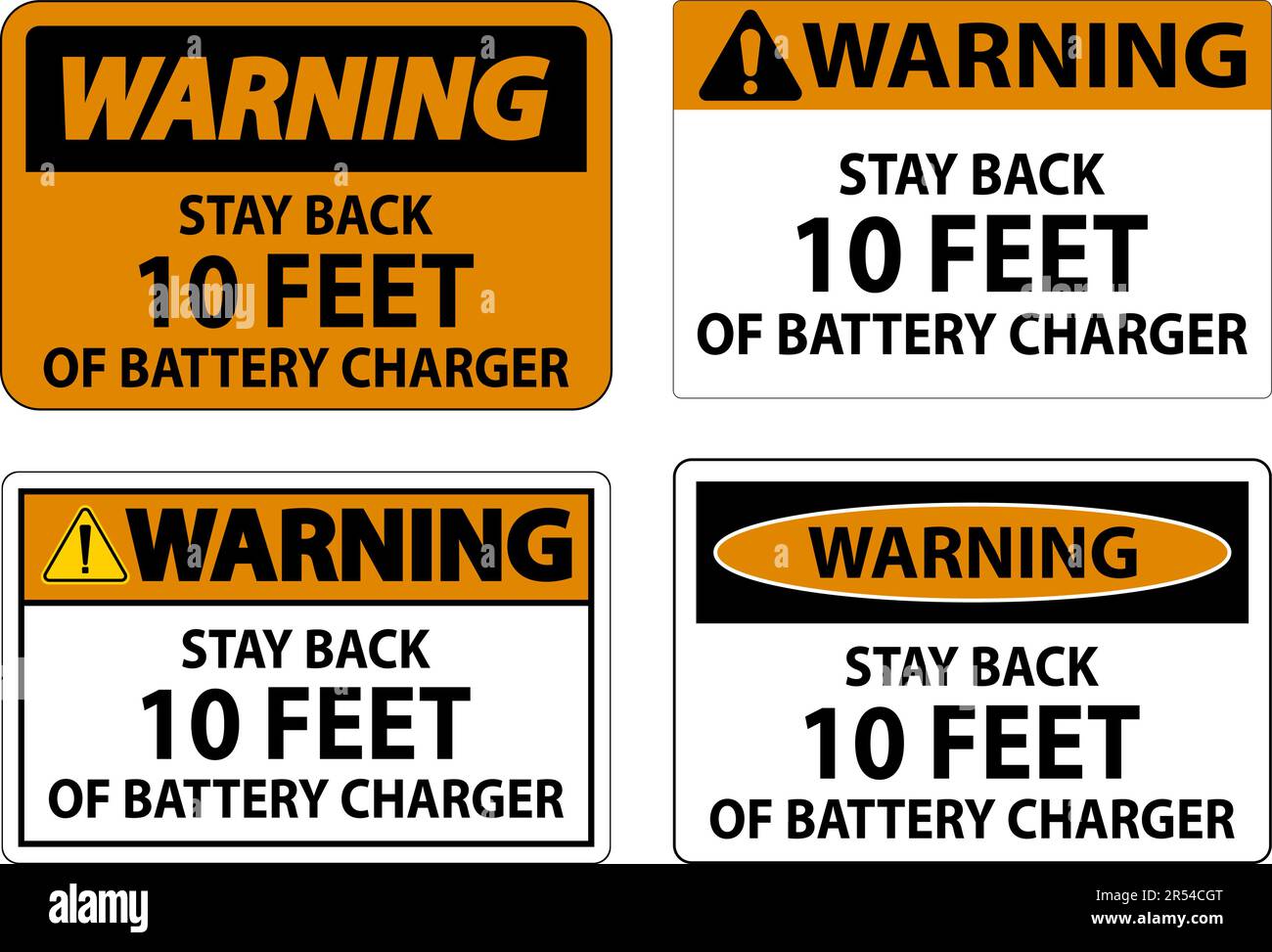 Warning Sign Stay Back 10 Feet Of Battery Charger Stock Vector Image ...