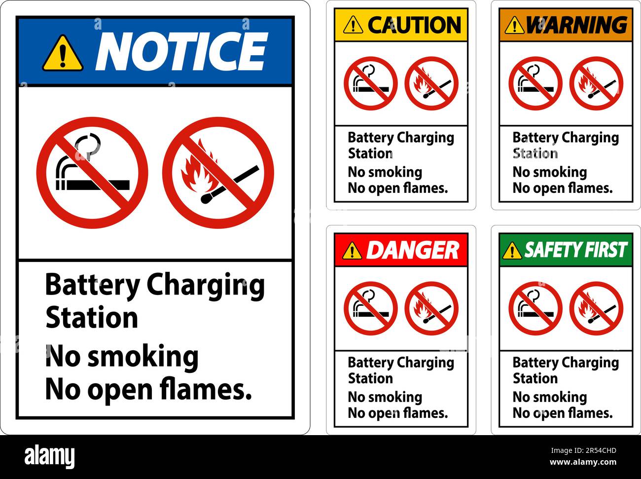 Danger Sign Battery Charging Station, No Smoking, No Open Flames Stock ...